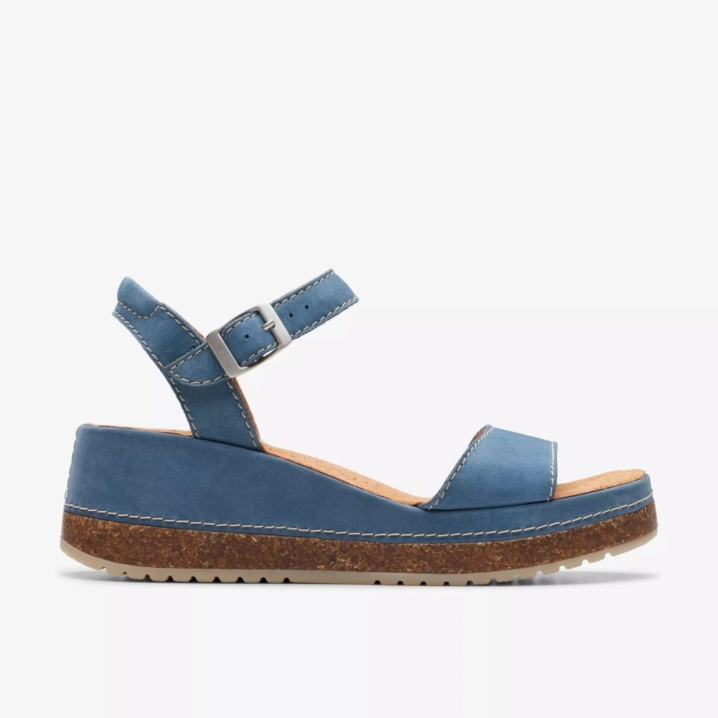 Women's Clarks Kassandra Lily Blue Leather Wedge